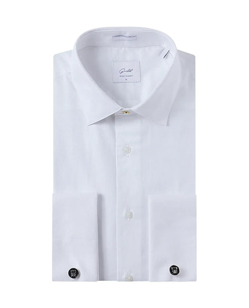 Rare Rabbit Men's Nello White Cotton Blend Plain Regular Fit Full Slee