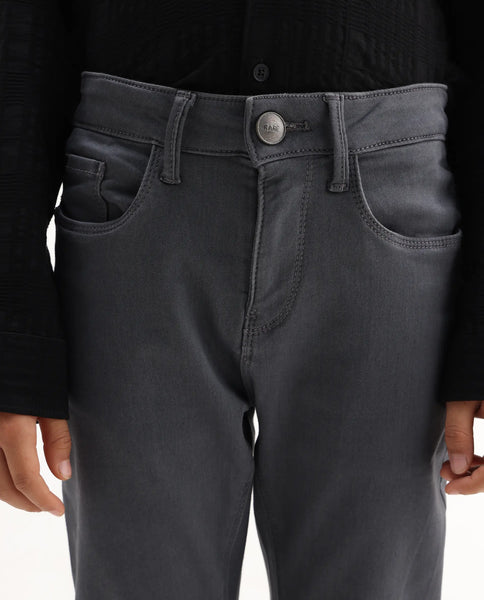 Rare Ones Kids Kino-25 Grey Cotton Button Closure Regular Fit Jeans