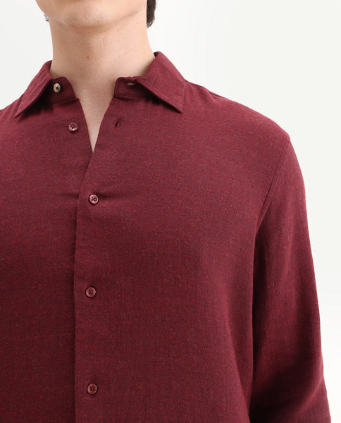 Rare Rabbit Men's Layt Red Cotton Blend Fabric Spread Collar Regular F