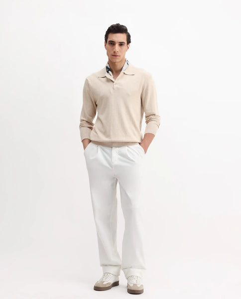 Rare Rabbit Men's Pyer Off White Flat Knit Plain Regular Fit Full Slee