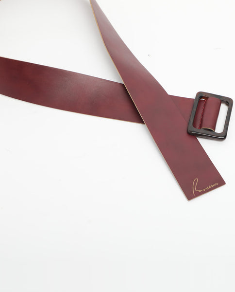 Buy France - Maroon Faux Leather Belt| Rareism