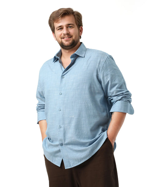 Buy Sluz Big - Light Blue Plus Size Plain Shirt| Rare Rabbit