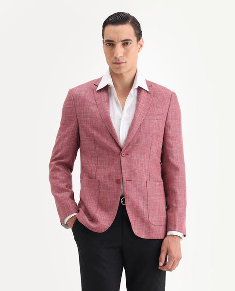 Buy Guild Statement - Drew - Red Tailored Fit Plain Blazer| Rare Rabbit