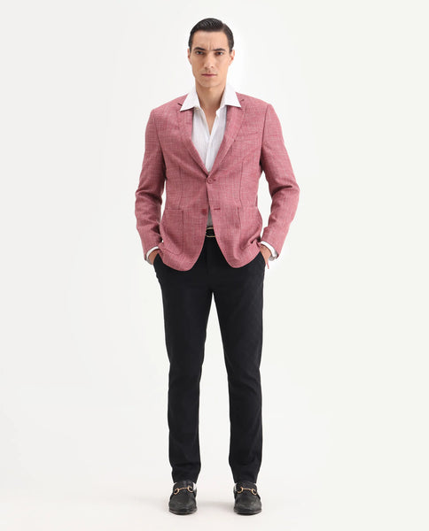 Buy Guild Statement - Drew - Red Tailored Fit Plain Blazer| Rare Rabbit
