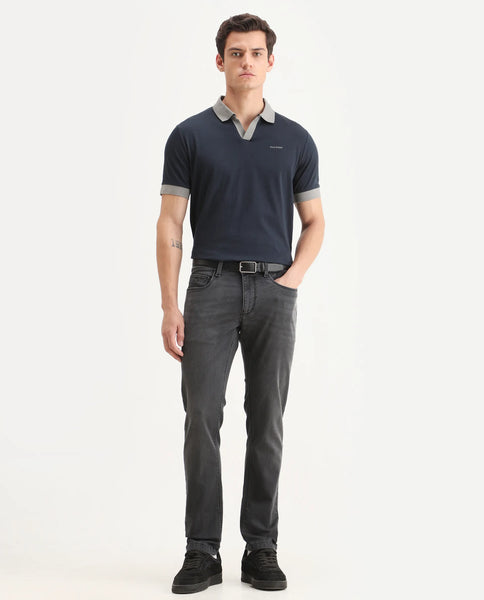 Buy Carmelon - Navy Regular Fit Plain Polo| Rare Rabbit