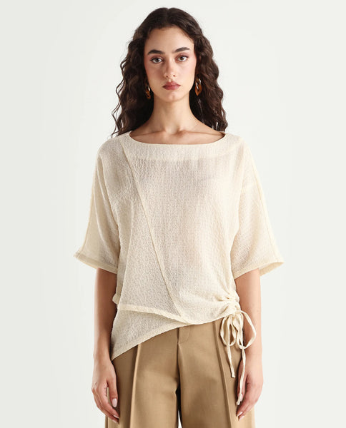 Buy Texmer - Beige Plain Regular Fit Top| Rareism