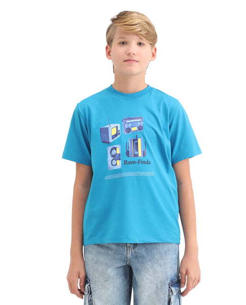 Buy Milo - Blue Cotton Blend Printed T-Shirt| Rare Ones