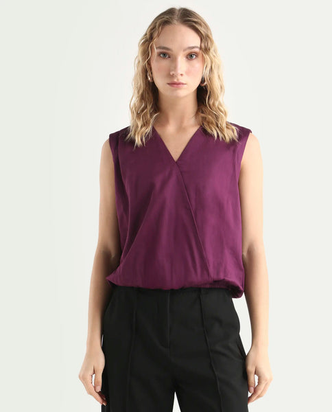 Buy Nujet - Purple Solid Sleeveless Top| Rareism