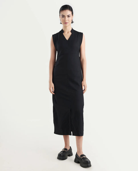 Buy Jenzo - Black Solid Sleeveless Maxi Dress| Rareism