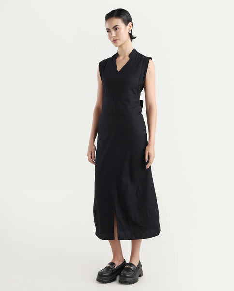 Buy Jenzo - Black Solid Sleeveless Maxi Dress| Rareism