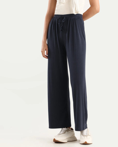 Rareism Women's Alcazar Dark Blue Polyester Blend Plain Ankle Length S