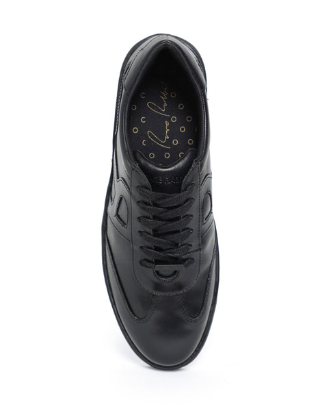 Rare Rabbit Mens Merc Black Round Toe Genuine Leather Lace Up Low Top