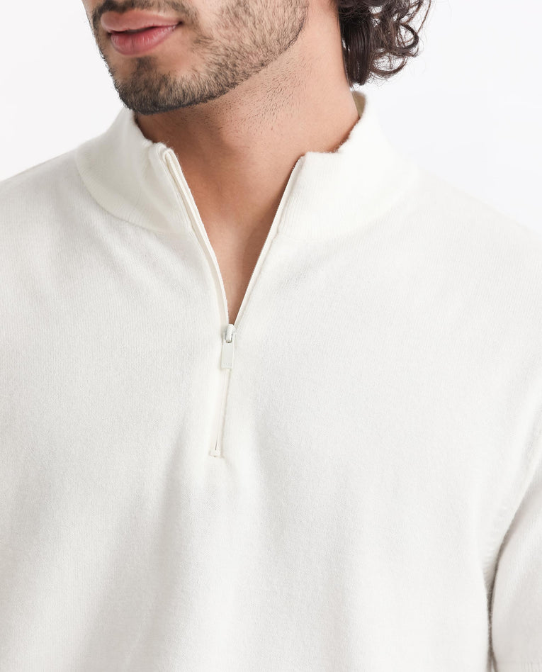 Rare Rabbit Men's Alfet Z White Half Sleeves High Neck Zipper Collar K