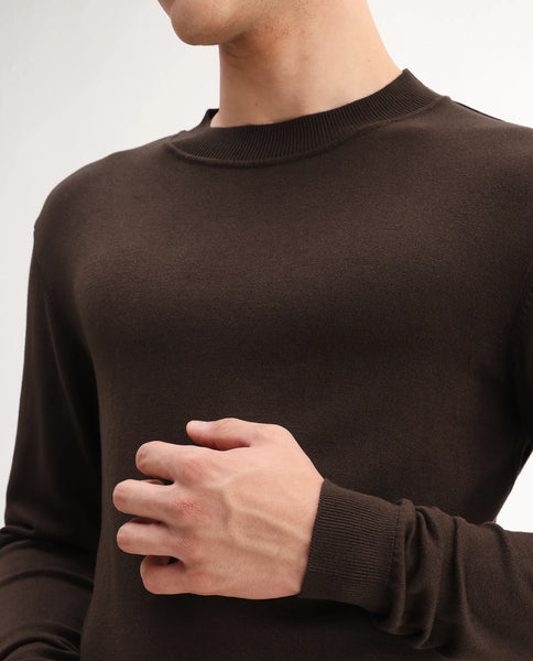 Rare Rabbit Men's Alva Dark Brown Viscose Plain Regular Fit Full Sleev
