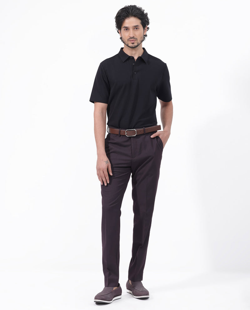 Rare Rabbit Mens Atticus Black Short Sleeve Regular Fit Solid Polo T-S