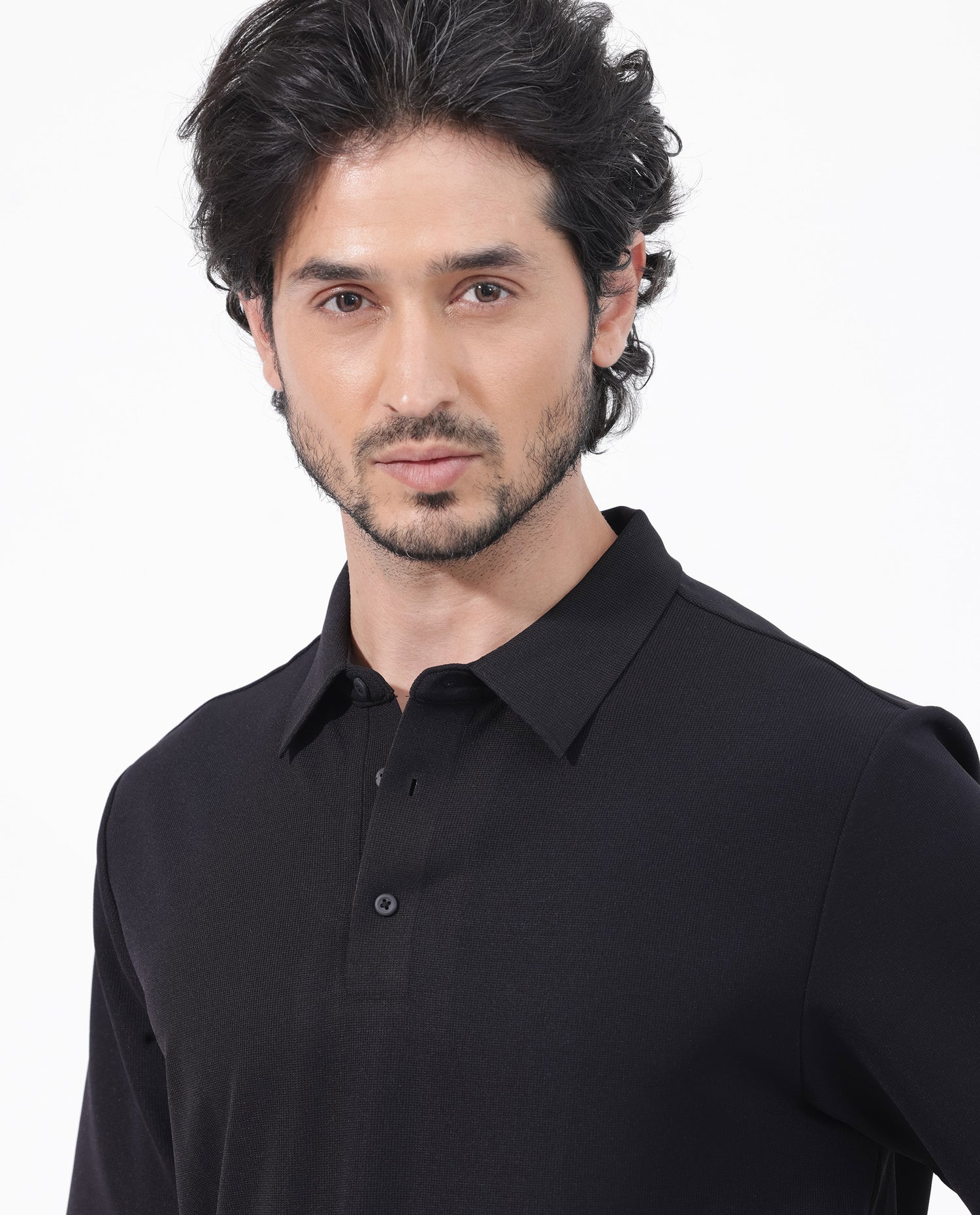 Rare Rabbit Mens Atticus Black Short Sleeve Regular Fit Solid Polo T-S