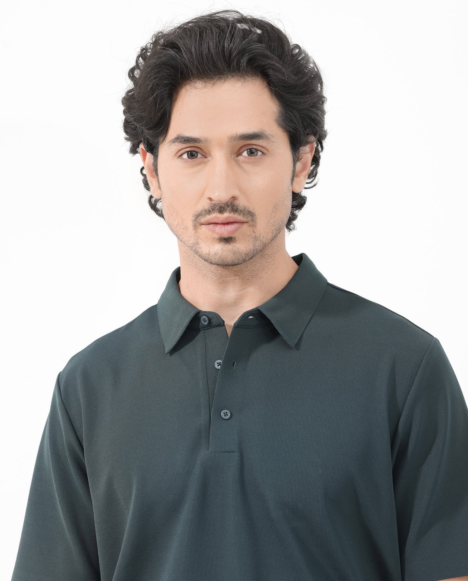 Rare Rabbit Mens Atticus Petrol Short Sleeve Regular Fit Solid Polo T-