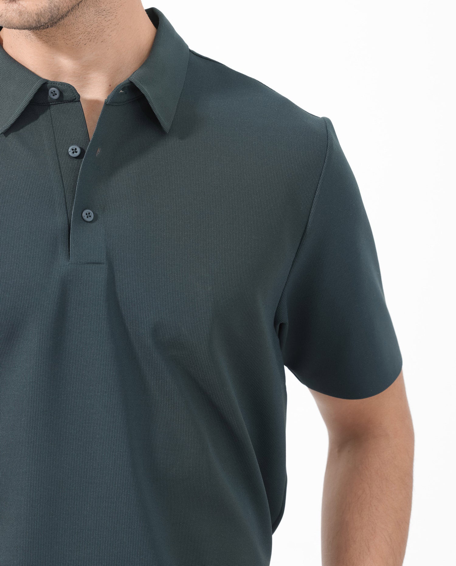 Rare Rabbit Mens Atticus Petrol Short Sleeve Regular Fit Solid Polo T-