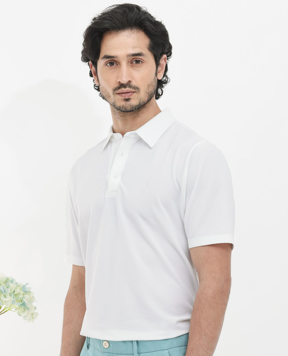 Rare Rabbit Mens Atticus White Short Sleeve Regular Fit Solid Polo T-S