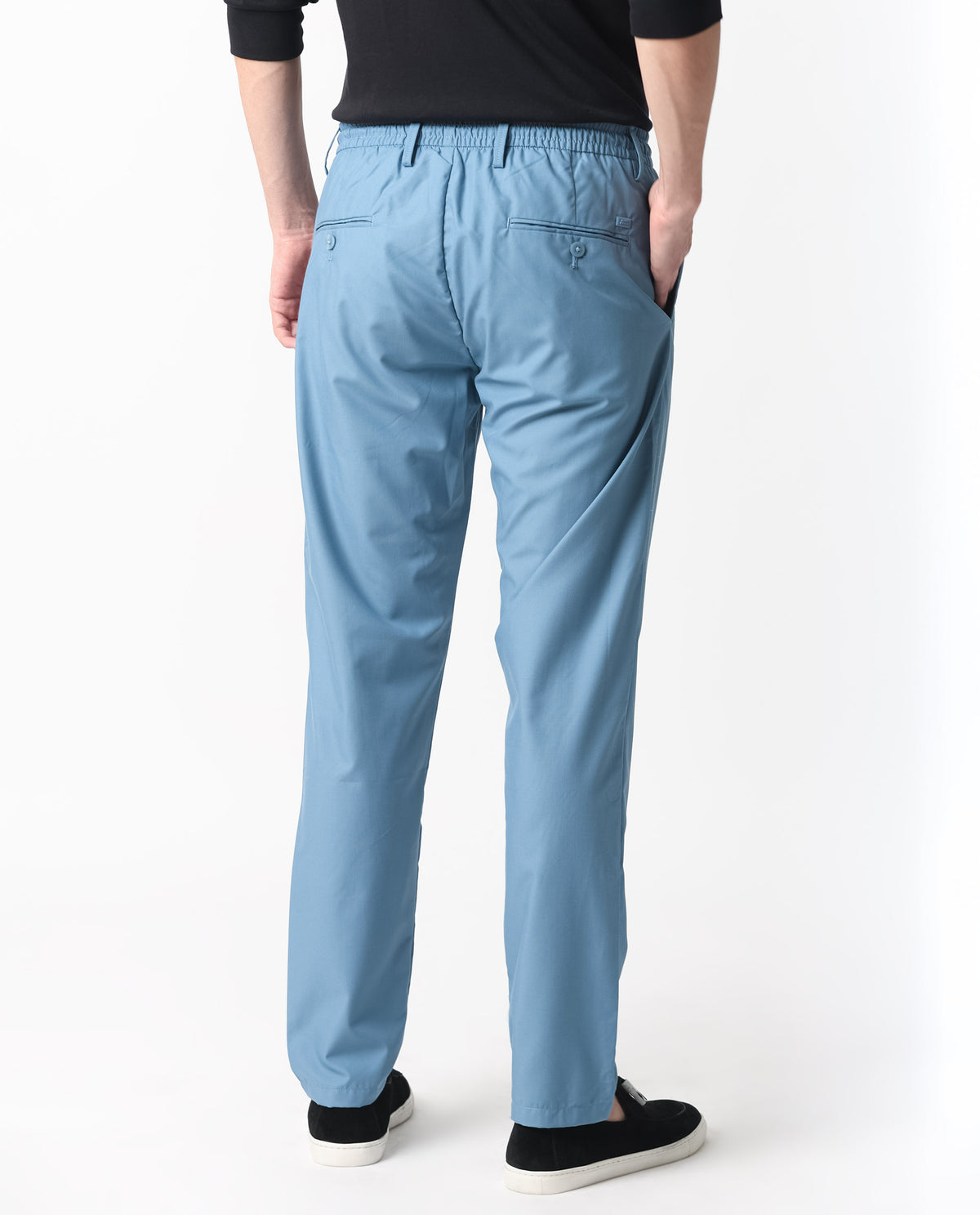 Rare Rabbit Men's Aux Blue Solid Mid-Rise Regular Fit With Drawstring