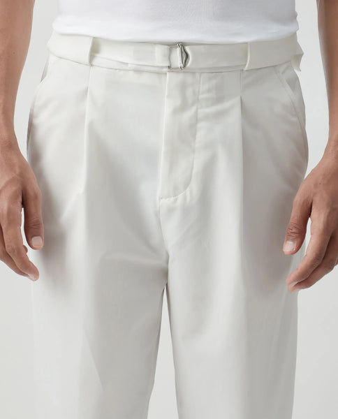 Rare Rabbit Men's Axie White Cotton Blend Fabric Wide Leg Fit Plain Tr