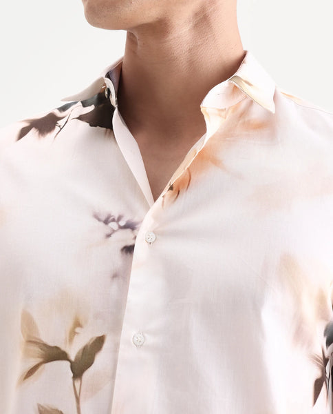 Buy Azor - Off White Floral Print Regular Shirt| Rare Rabbit