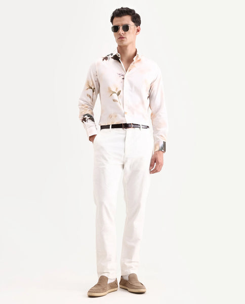 Buy Azor - Off White Floral Print Regular Shirt| Rare Rabbit