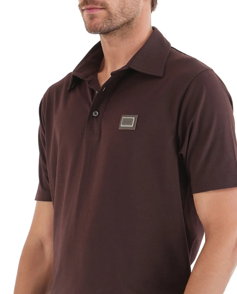 Rare Rabbit Men Badger-25 Dark Brown Cotton Poly Fabric Short Sleeve C