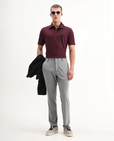 Rare Rabbit Men's Badger-25 Dark Brown Cotton Blend Plain Regular Fit