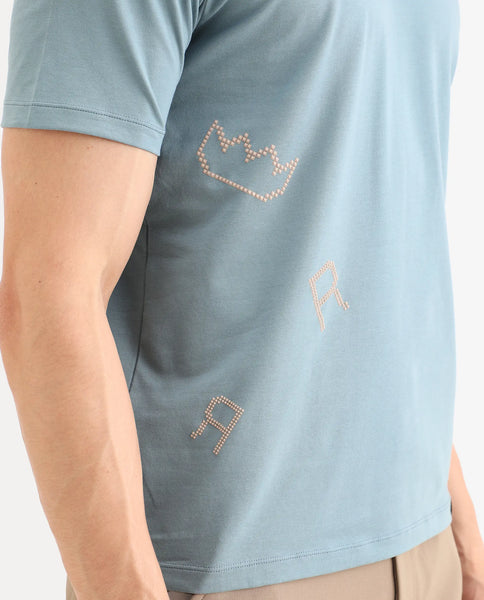 Buy Bex - Dusky Blue Regulat Fit Hd Print T Shirt| Rare Rabbit