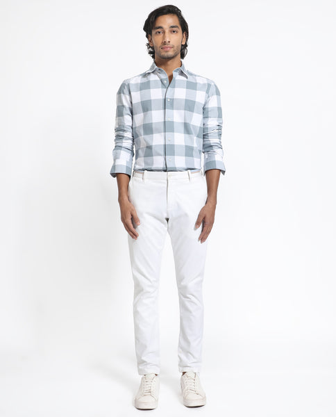 Buy Byre - Dusky Blue Regular Fit Checked Print Shirt| Rare Rabbit