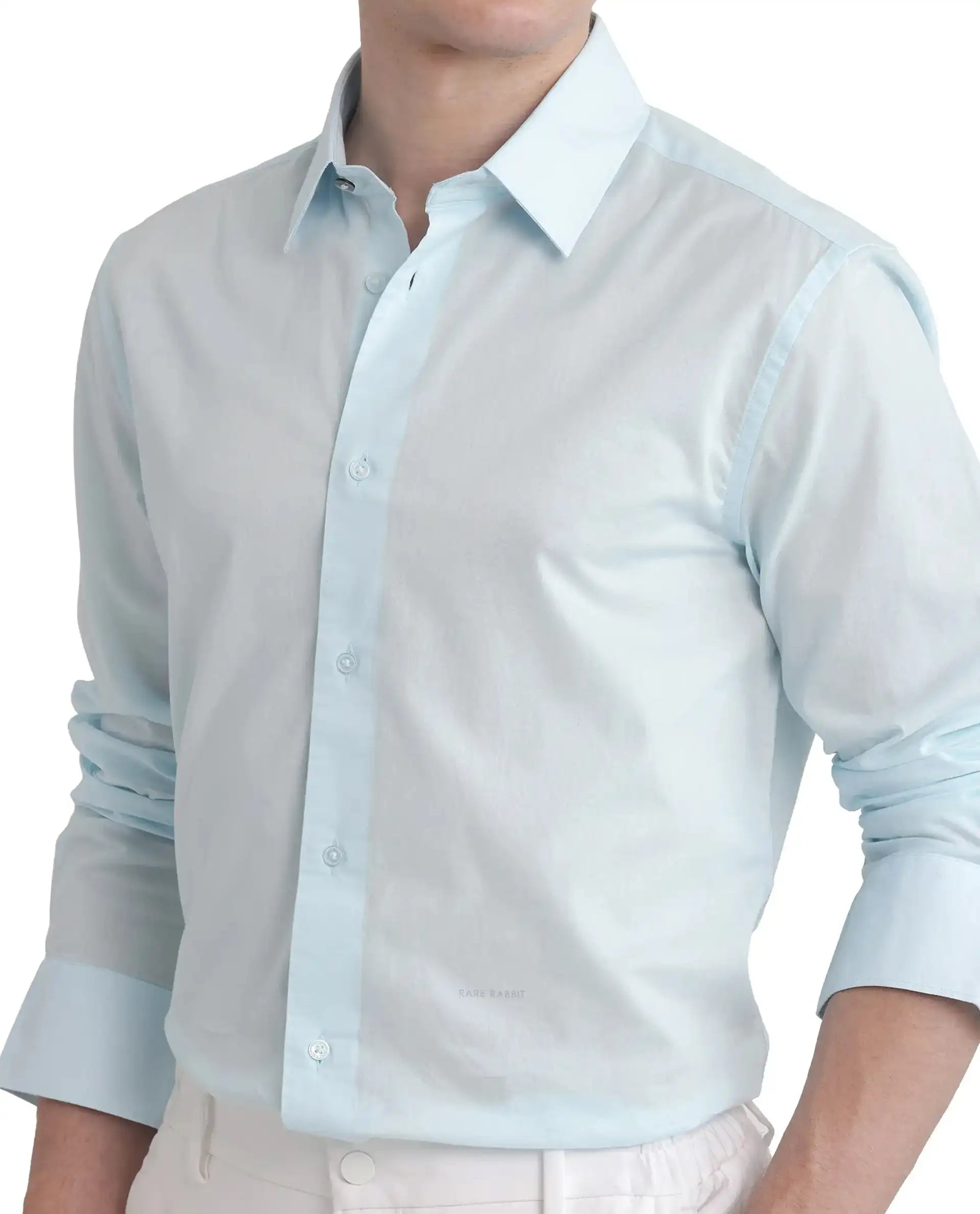Buy Cambo-25 - Light Blue Regular Fit Plain Shirt| Rare Rabbit