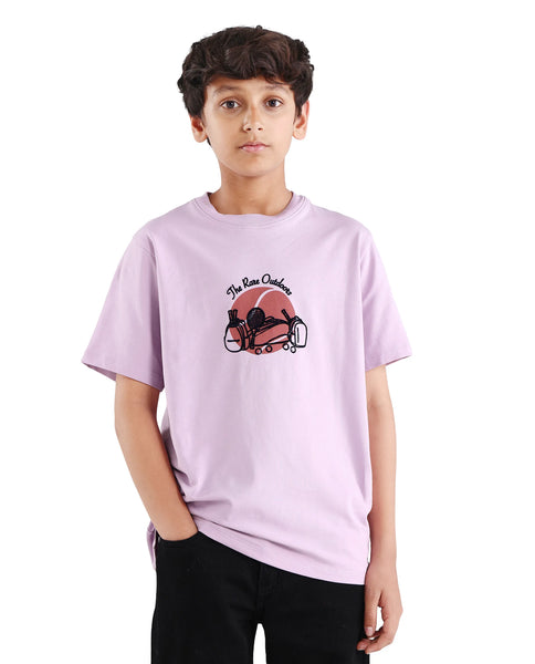 Buy Cassy - Light Pink Flock Printed Regular T-Shirt| Rare Ones