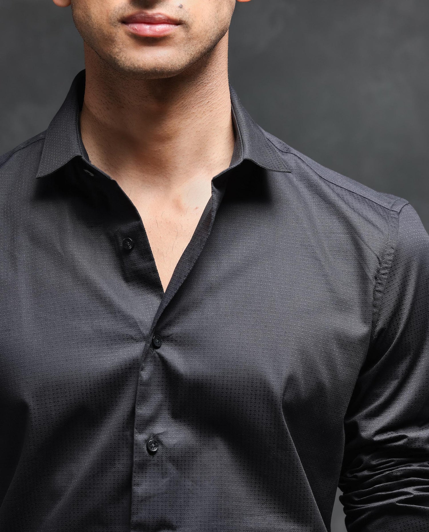 Rare Rabbit Men's Centi Black Cotton Fabric Full Sleeves Solid Shirt