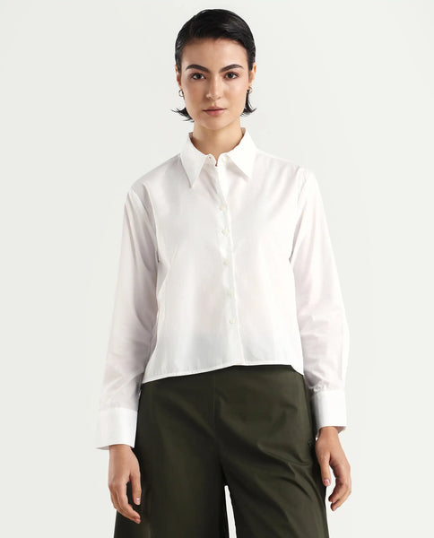 Buy Charon - White Plain Regular Fit Top| Rareism