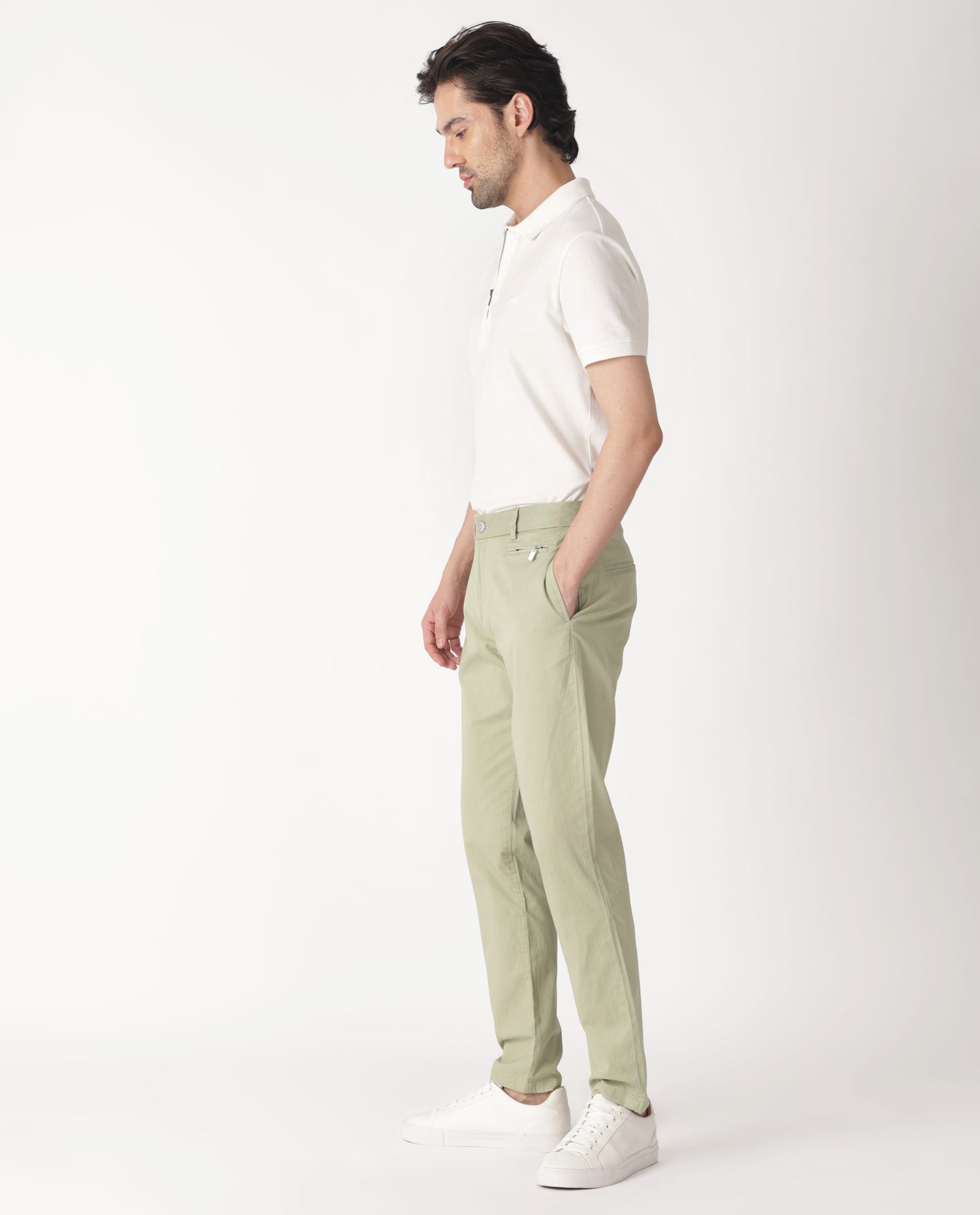 RARE RABBIT MEN'S CLOVET PASTEL GREEN TROUSER COTTON FABRIC BUTTON & Z