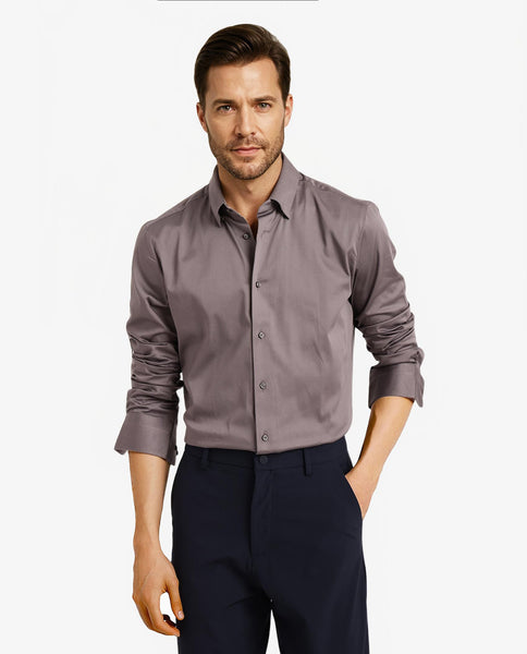 Buy Como-5 - Dusky Grey Regular Fit Plain Shirt| Rare Rabbit