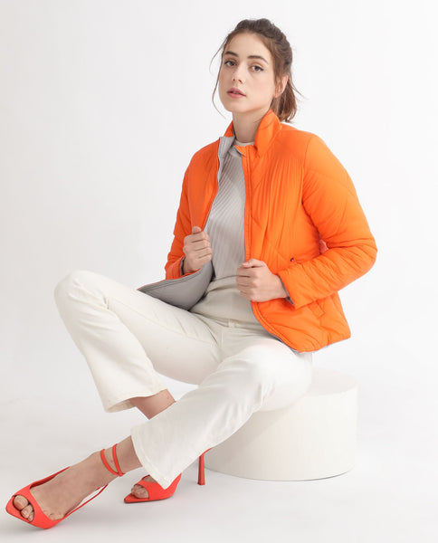 Rareism Women Cora 1 Grey Nylon Fabric Full Sleeves Solid Mandarin Col