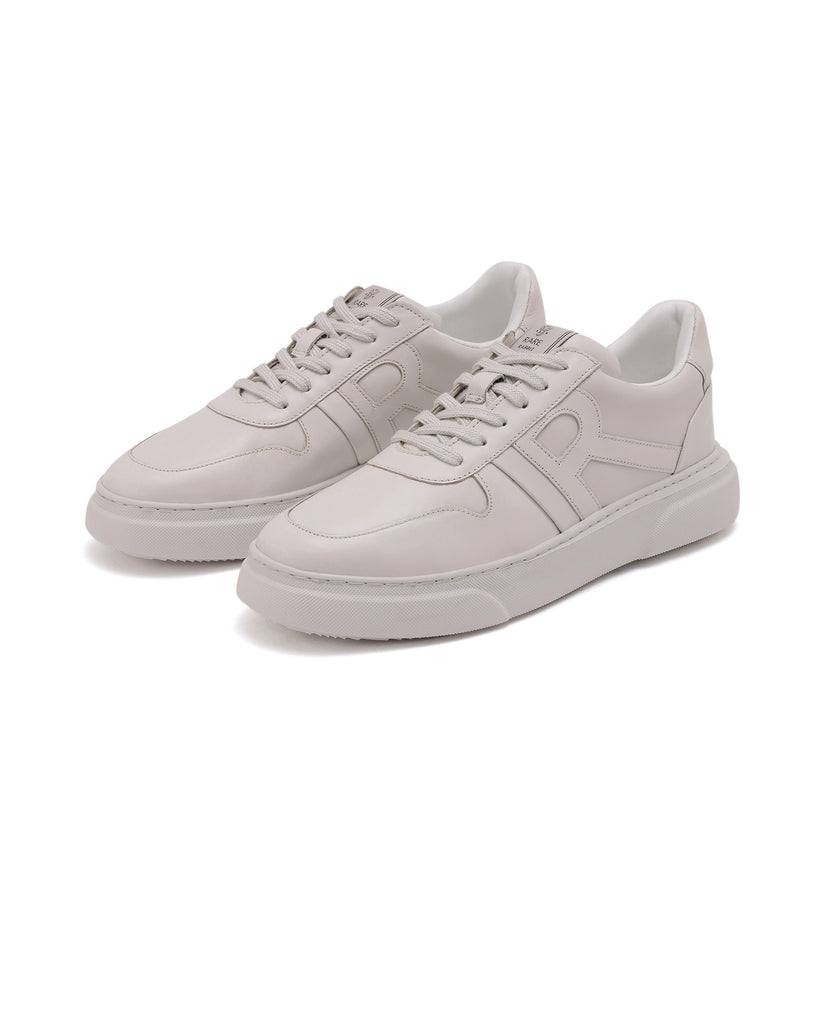 Rare Rabbit Men's Cygnus Ecru Genuine Leather Monotone Low-top Lace-up