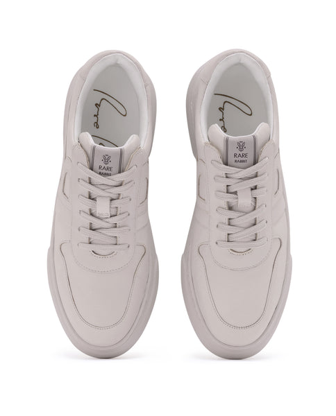 Rare Rabbit Men's Cygnus Ecru Genuine Leather Monotone Low-top Lace-up
