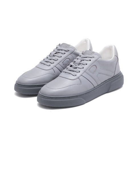 Rare Rabbit Men's Cygnus Grey Genuine Leather Monotone Low-top Lace-up