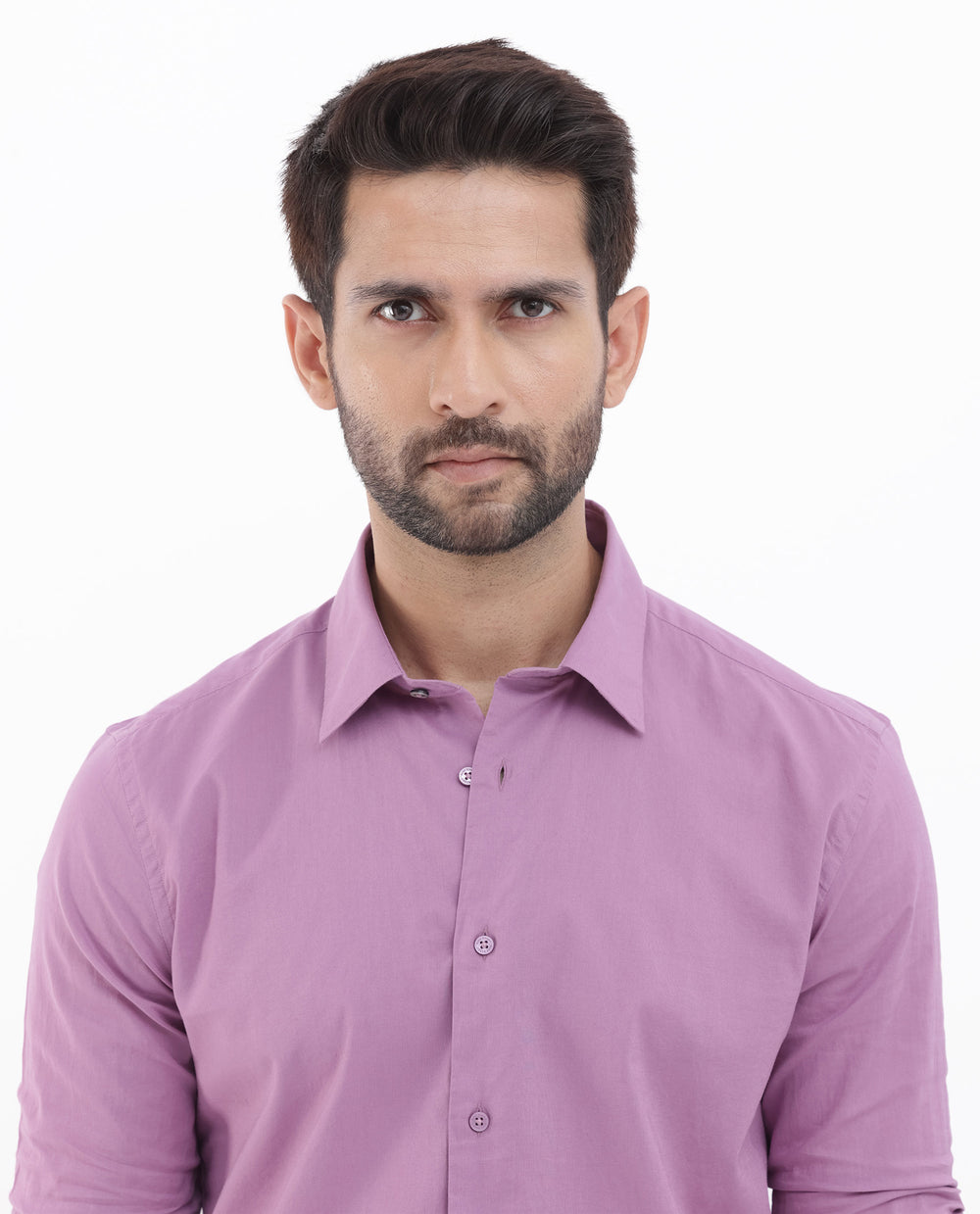 Rare Rabbit Men's Cambo Dusky Purple Cambric Fabric Full Sleeves Solid