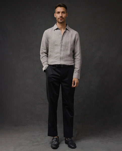 Rare Rabbit Men Dalin Beige Full Sleeve Melange Linen Fabric Regular F