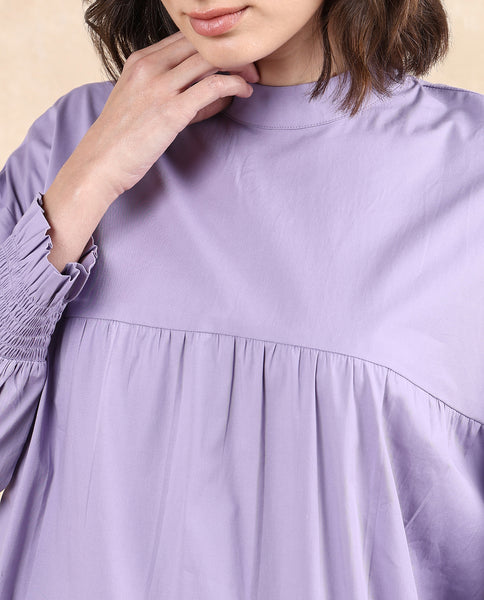 Buy Delpo - Dusky Purple Plain Bishop Sleeve Top| Rareism
