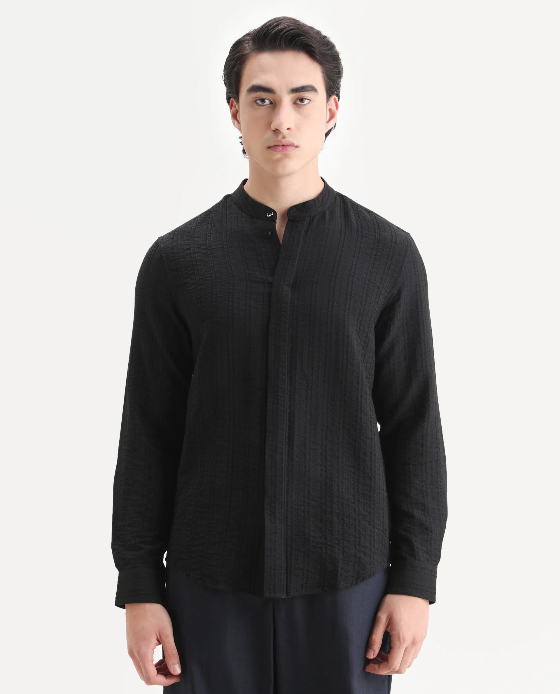 Buy Drep-G - Black A Luxury Hi Fashion Jacquard Shirt| Rare Rabbit