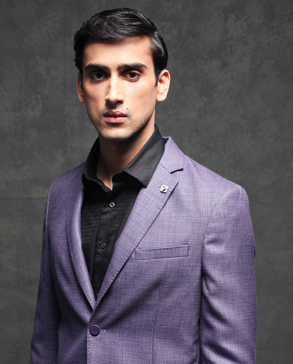 Rare Rabbit Men's Drew Purple Polyester Viscose Fabric Notch Lapel Sin