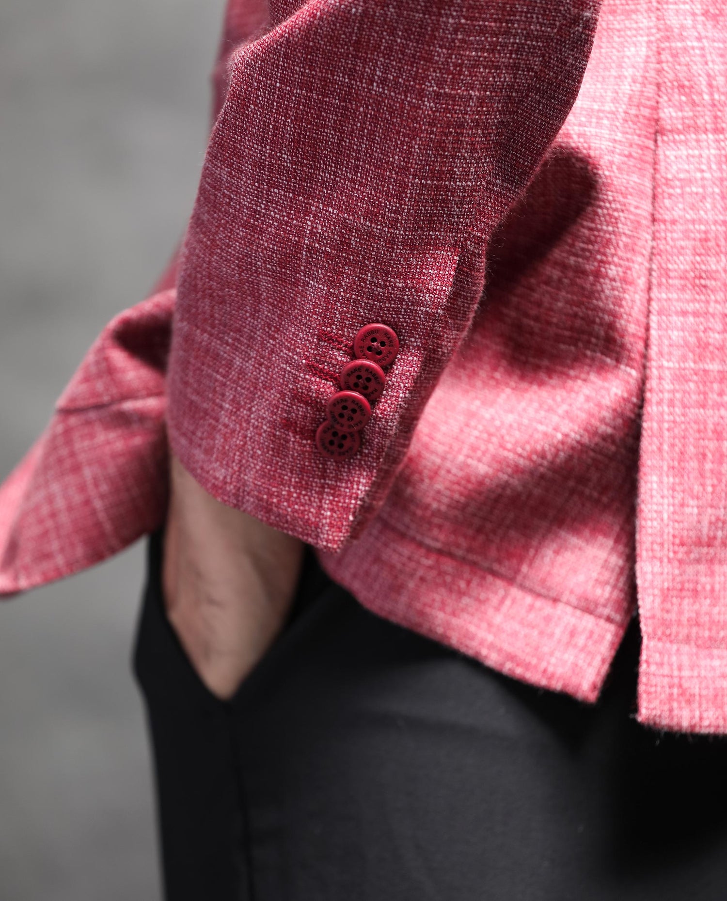 Rare Rabbit Men's Drew Red Polyester Viscose Fabric Notch Lapel Single