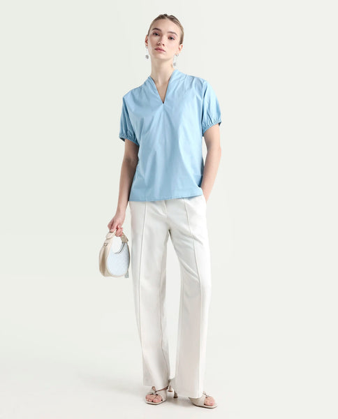 Buy Eldee - Blue Regular Fit Plain Top| Rareism
