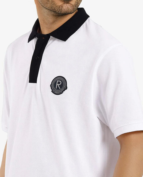 Rare Rabbit Men Eldon White Cotton Fabric Contrast Collared Regular Fi