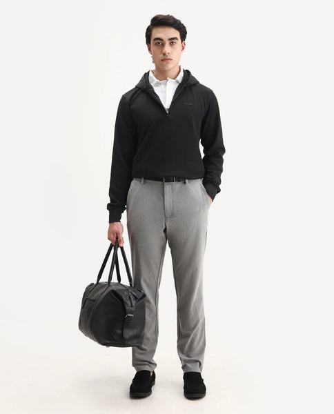 Rare Rabbit Men's Ephin-T Black Cotton Blend Plain Regular Fit Full Sl